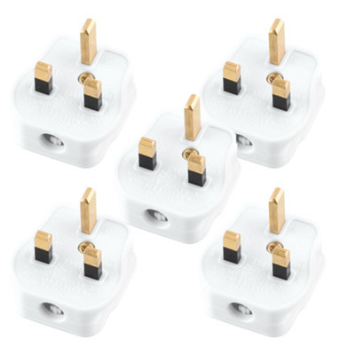 5 Pack Arlec White 13Amp Fused Plug Mains Adapter UK 3-Pin Plug Fast ...
