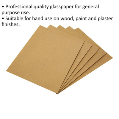 5 Pack Assorted Glasspaper Sheets - Versatile Sanding for Wood and ...