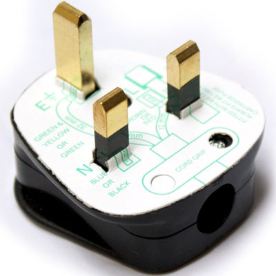 5 Pack Black 3 Pin UK Mains Plugs 5A 240V BSI Approved Fuse Fused Power ...
