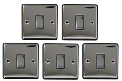 5 Pack Black Nickel 10A 1-Gang 1-Way Light Switches