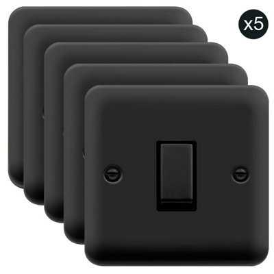5 PACK - Curved Matt Black 10A 1 Gang 2 Way Ingot Light Switch - Black ...