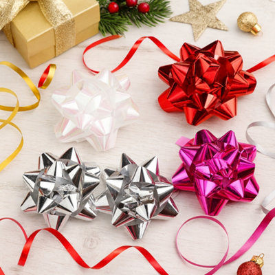 5 Pack Giant Metallic Gift Bows Large Foil Present Toppers