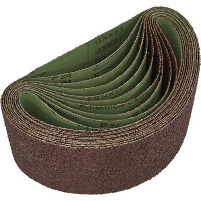 5 Pack of 100mm x 610mm Sanding Belts - 24 Grit Aluminium Oxide for ...