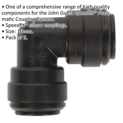 5 Pack of 10mm 90 Degree Angled Elbow Coupling Adapters for Pneumatic ...