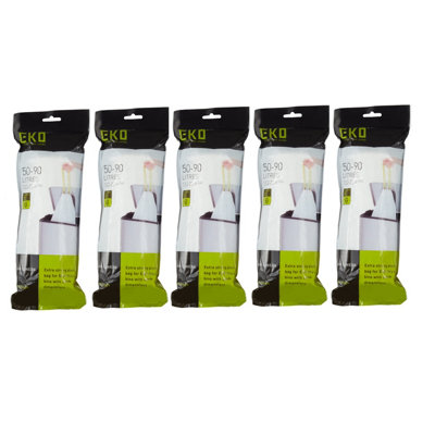 5 Pack of EKO Plastic Bin Liners Size G 50-90L, 10 Bags