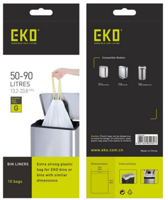5 Pack of EKO Plastic Bin Liners Size G 50-90L, 10 Bags
