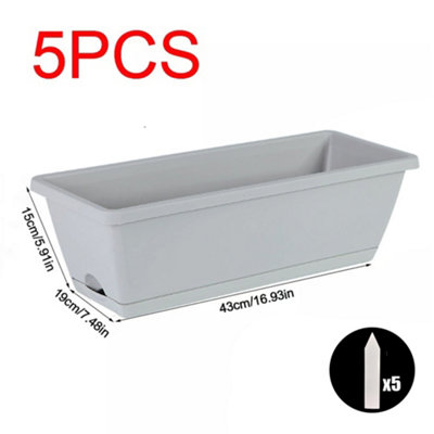 5 Pack Self-Watering Plastic Trough Planters - Ideal Indoor/Outdoor ...