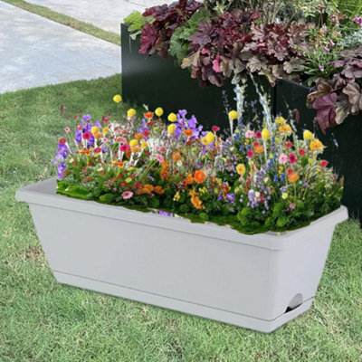 5 Pack Self-Watering Plastic Trough Planters - Ideal Indoor/Outdoor ...