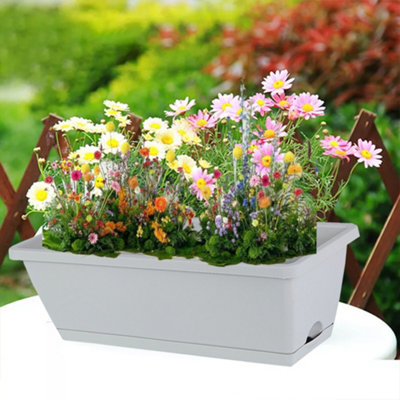 5 Pack Self-Watering Plastic Trough Planters - Ideal Indoor/Outdoor ...