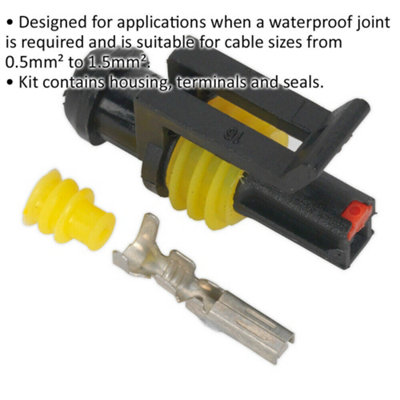 5 PACK Superseal 1-Way Female Connector - Housing Terminals & Seals ...