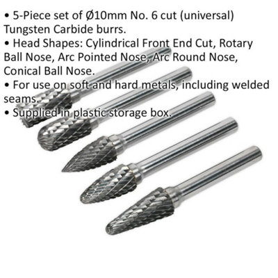 5 Pack Tungsten Carbide Rotary Burr Bits Set - Versatile Cutting Heads ...