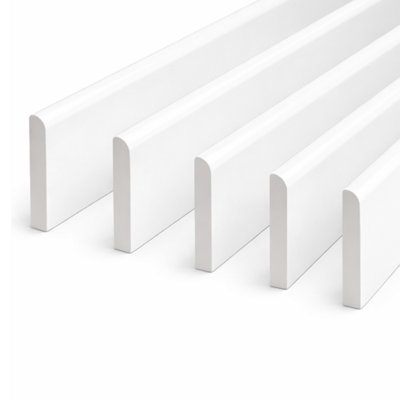 5 Pack White uPVC D-Mould Trim 65mm x 1m, Rigid Plastic Finishing Strip ...