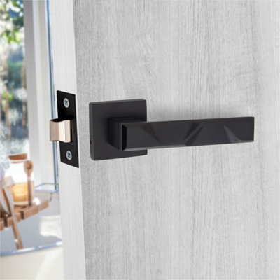 5 Pair Modern Nova Design Matt Black Premium Internal Door Handles ...
