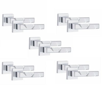 5 Pair Modern Nova Design Polished Chrome Premium Door Handles Square ...