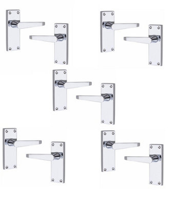 5 Pair Victorian Straight Lever Latch Internal Handles Polished Chrome ...