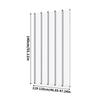 5-Panel Folding Tempered Glass Bath Shower Screen with Aluminium Alloy ...