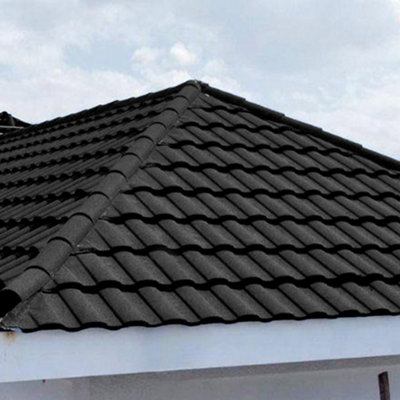 5 Pcs Black Rainbow Tile Stone Coated Metal Sheet Roofing Shingles L ...