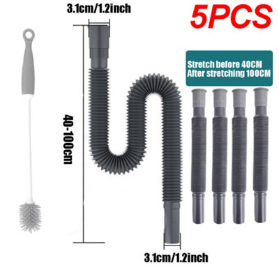 5 PCS COLLAPSIBLE FLEXIBLE CARAVAN MOTORHOME DRAINAGE WASTE PIPES WITH ...