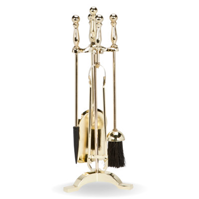 5 Pcs Companion Black/Brass Style Edge Indoor Fireplace Accessories ...