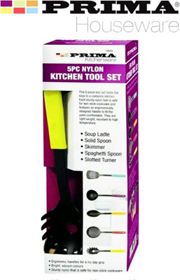 5 Pcs Nylon Kitchen Cooking Tool Set Bright Colours Non-Stick Kitchenware