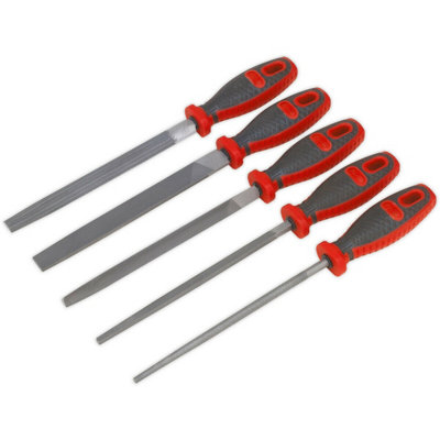 5 Piece 200mm Engineers File Set - Double Cut - Coarse - Comfort Grip ...