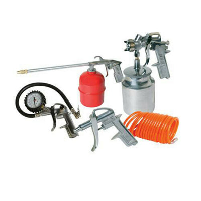 5 Piece Air Tool Kit Spray Gun & Accessories Compressor Tools Hose ...