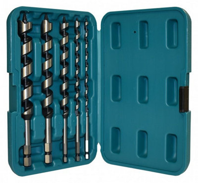 5 Piece Auger Wood Drill Set Hexagon 200mm Standard - 6 8 13 16 19mm ...