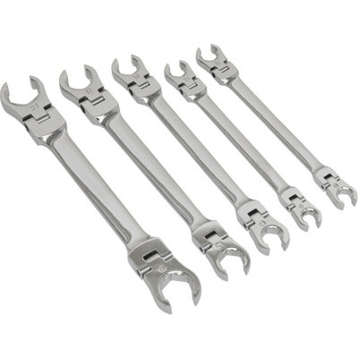 5-Piece Flexible Head Flare Nut Spanner Set for Compression Joints and ...