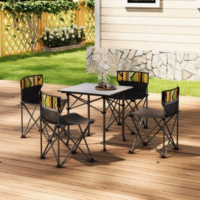 5 Piece Folding 4 Seater Camping Picnic Set Outdoor Square Table and ...