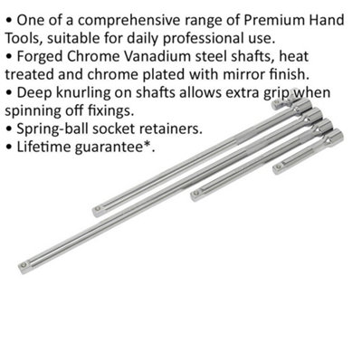 5 Piece Knurled Extension Bar Set - Durable Chrome Vanadium with Spring ...