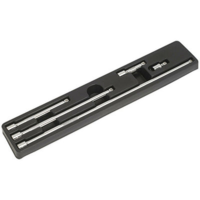 5 PIECE WOBBLE EXTENSION BAR SET - 3/8 INCH DRIVE WITH KNURLED GRIP AND ...