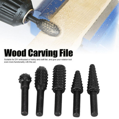 5-Piece Wood Carving File Set with Special Shaped Rotating Grinding ...