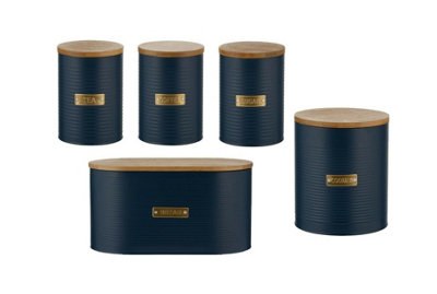 5 Pieces Embossed Design Kitchen Storage Set - Otto Navy