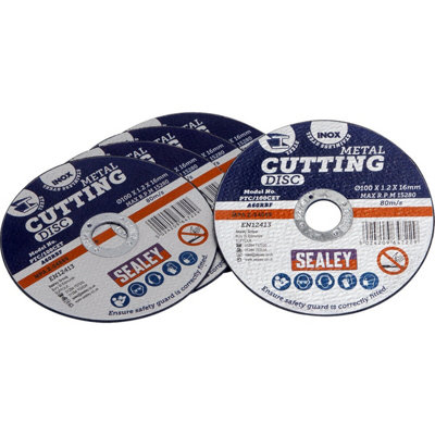5 PK 100 x 1.2mm Flat Metal Cutting Disc - 16mm Bore - Heavy Duty Angle ...