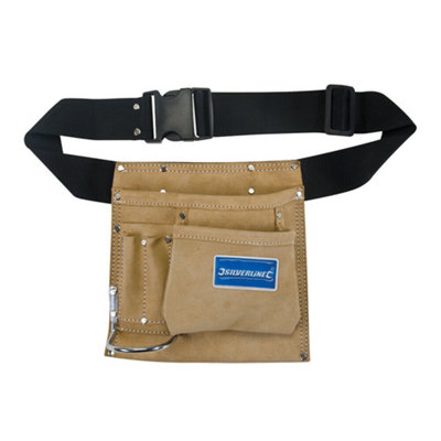 5 Pocket Nail Pouch Suede Leather Tool Belt 220mm x 220mm Hammer Loop ...