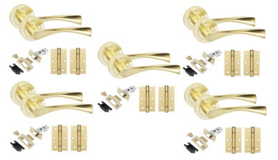 5 Set Astrid Design Internal Door Handles Set Ball Bearing Hinges and ...