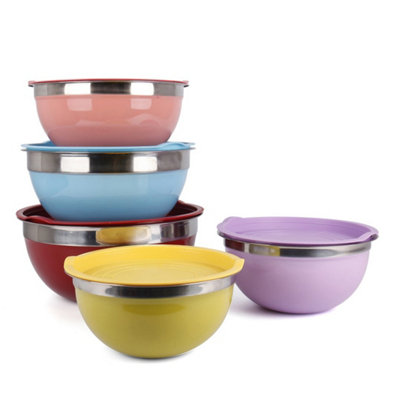 5 Set Mixing Bowl Stainless Steel Baking Cooking Bowl Nesting Bowl ...