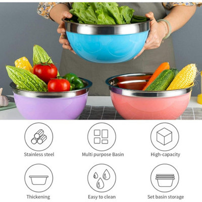 5 Set Mixing Bowl Stainless Steel Baking Cooking Bowl Nesting Bowl ...