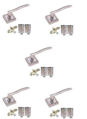 5 Set Select Design Door Handle Duo Two Tone Chrome Finish with Hinges ...