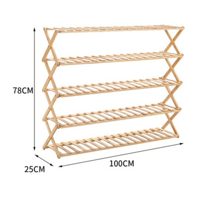 5-Shelf Foldable Bamboo Ladder Flower Pot Stand Rack Holder ...