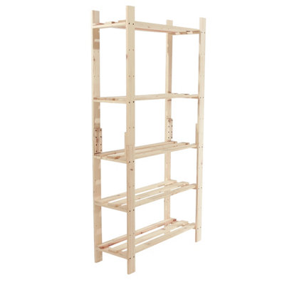 5 SHELF PINE SLATTED STORAGE UNIT - PRE SANDED PINE