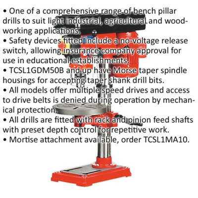 5-Speed High-Performance Bench Pillar Drill with 370W Motor and Safety ...