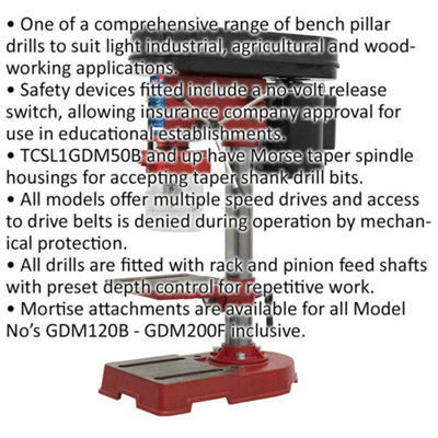 5 Speed Hobby Pillar Drill 580mm Height 13mm Chuck 350W Motor 230V