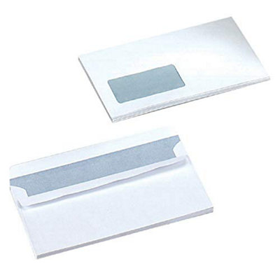 5 Star 907190 Envelopes Wallet Press Seal Window 90gsm White DL Pack of 500