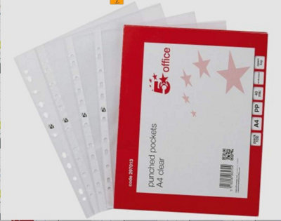 5 Star Office Comb Binding Covers PVC 200 micron A4 Clear (Pack 100)