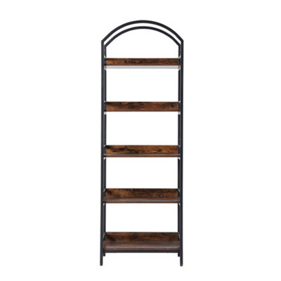5 Tier Arched Wooden Bookcase Storage Shelf Free Standing Shelf 178cm H ...