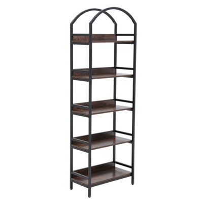 5 Tier Arched Wooden Bookcase Storage Shelf Free Standing Shelf 178cm H ...