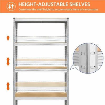 5 Tier Boltless Industrial Racking Unit Garage Shelving Adjustable ...
