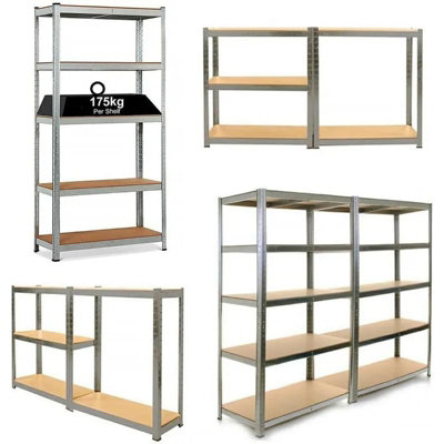 5 Tier Boltless Industrial Racking Unit Garage Shelving Adjustable ...