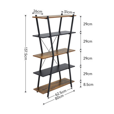 5-Tier Bookshelf Open Bookcase Display Shelf